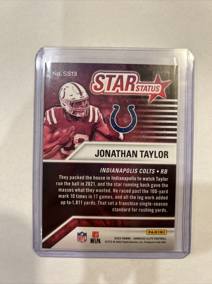 Jonathan Taylor Star Status Green Parallel 2022 Donruss Elite Colts ...