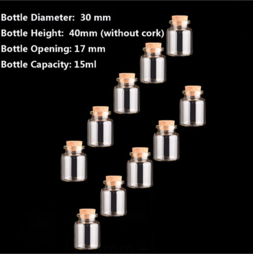 10 pcs 15ml Glass Bottles with Corks Lid clear Vials Little empty jars ...