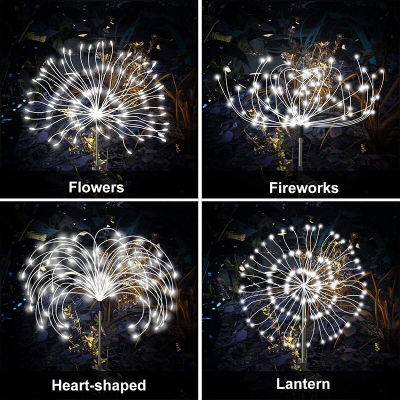 150 LED Solar Firework Starburst Lights Fairy Lamp Garden Path Outdoor ...
