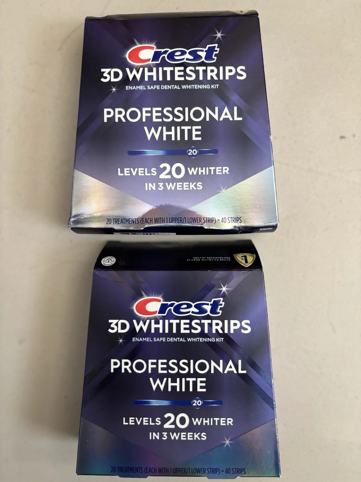2 Boxes Crest 3D Whitestrips Professional White 20 Levels Whiter Teeth ...