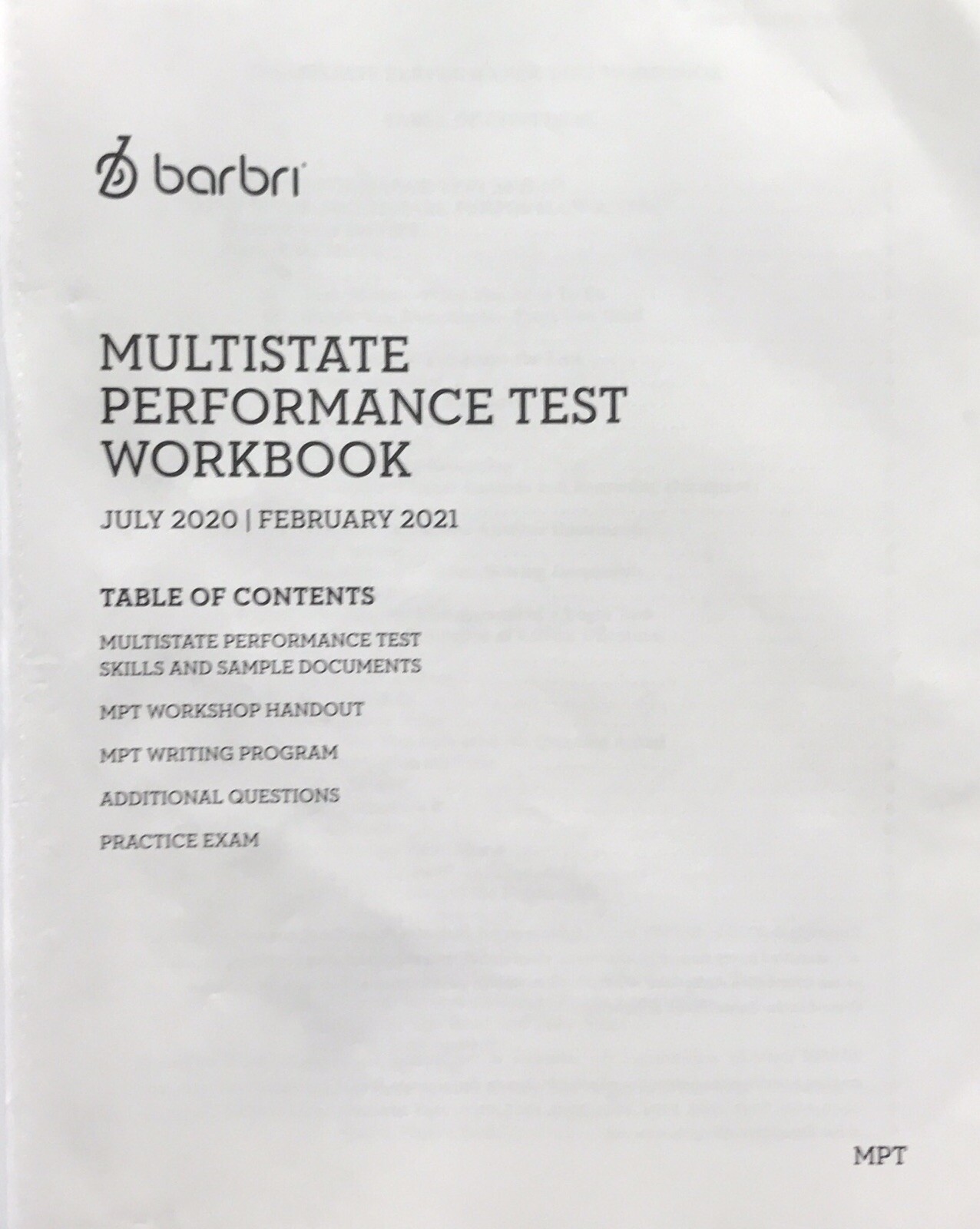 📚🆕**BRAND NEW** 2020 ~ 2021 BARBRI MULTISTATE PERFORMANCE TEST BOOK ...