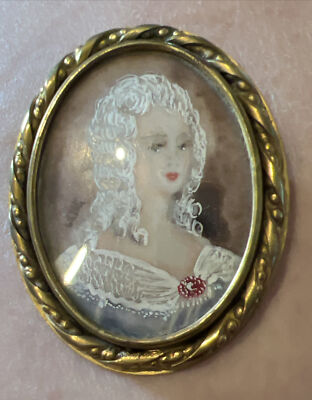 Antique Victorian Hand Painted Portrait Pin Brooch | eBay