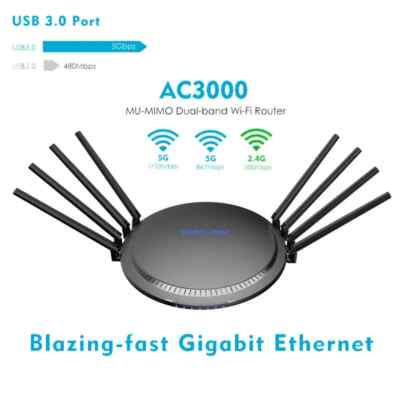 WAVLINK AC3000 Smart -Band Gigabit High Speed WiFi Router-MU-MIMO Tri ...