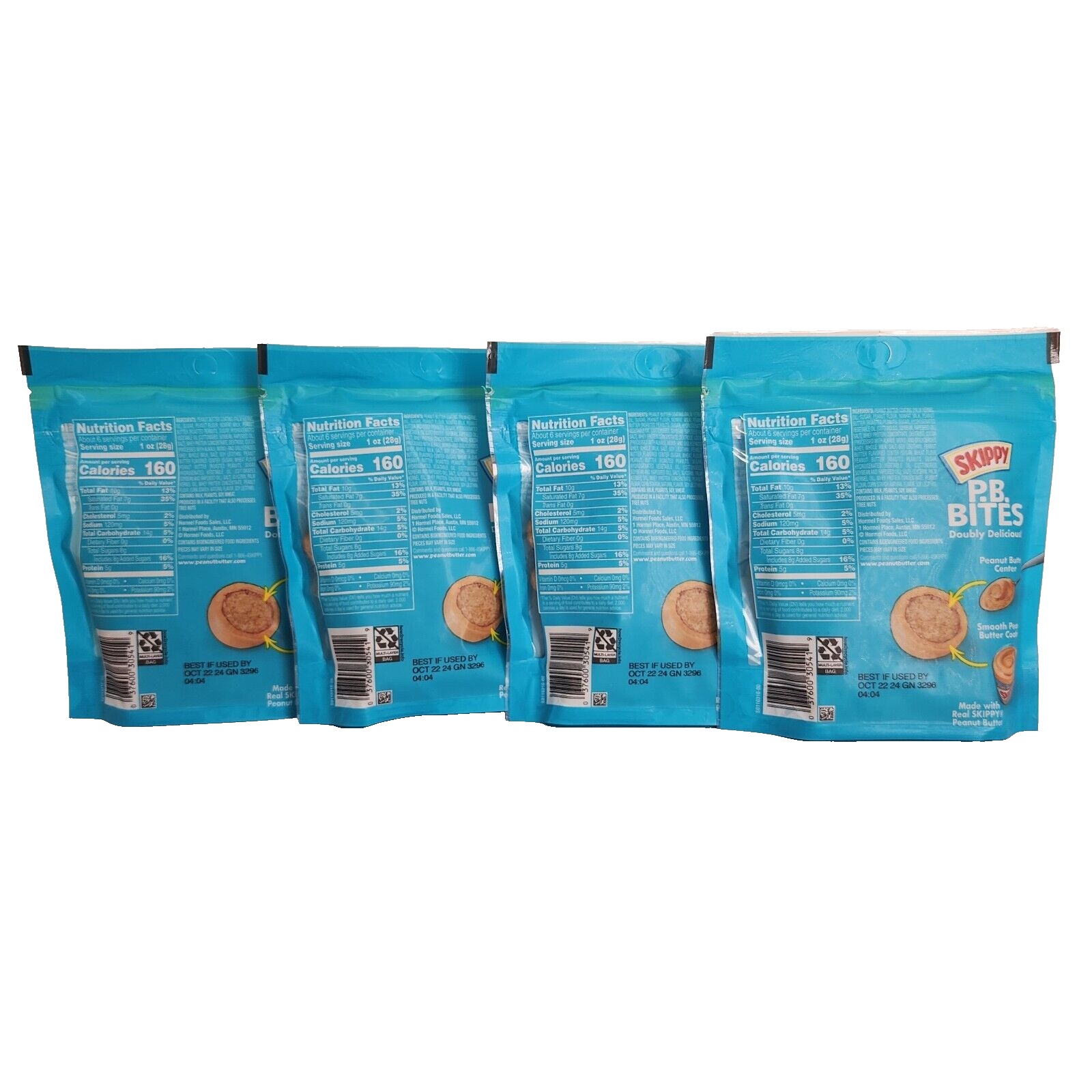 Skippy PB Bites, Double Peanut Butter, 6 oz bag (Pack of 4) EXP 10/24 ...
