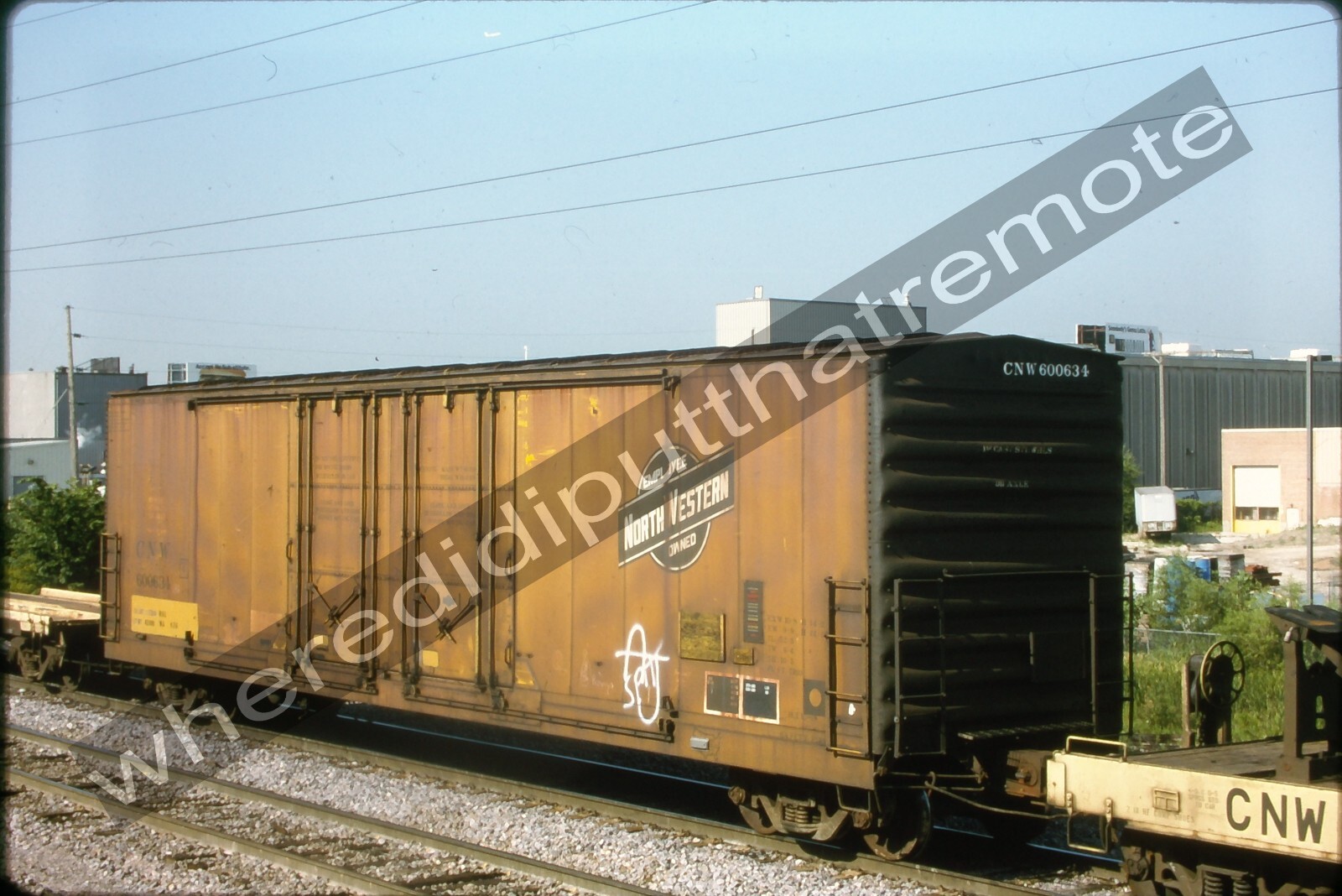 Original Slide Chicago & Northwestern CNW Boxcar 600634 Proviso ILL 8 ...