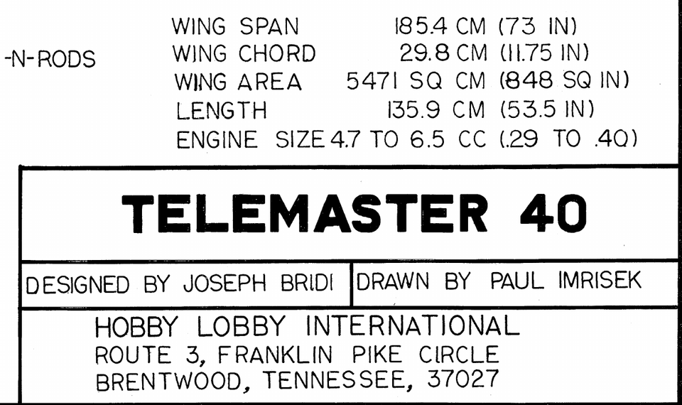 Telemaster 40 RC 73 inch Trainer Airplane Printed Plans | eBay