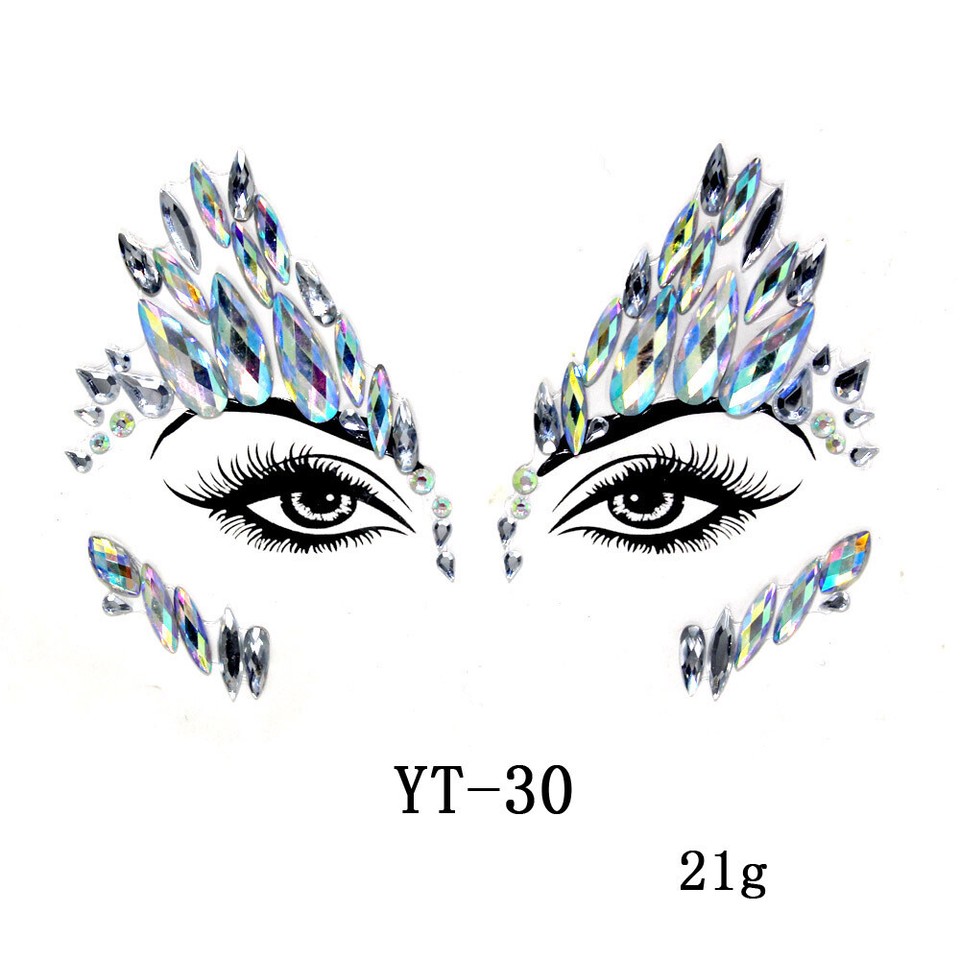 Face Tattoo Rhinestone Sticker Adhesive Glitter Jewelry Body Make up ...