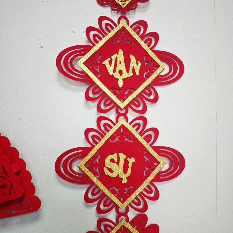 Vietnamese Tet Fan Flannel Hanging Decoration Lunar New Year Home Decor ...