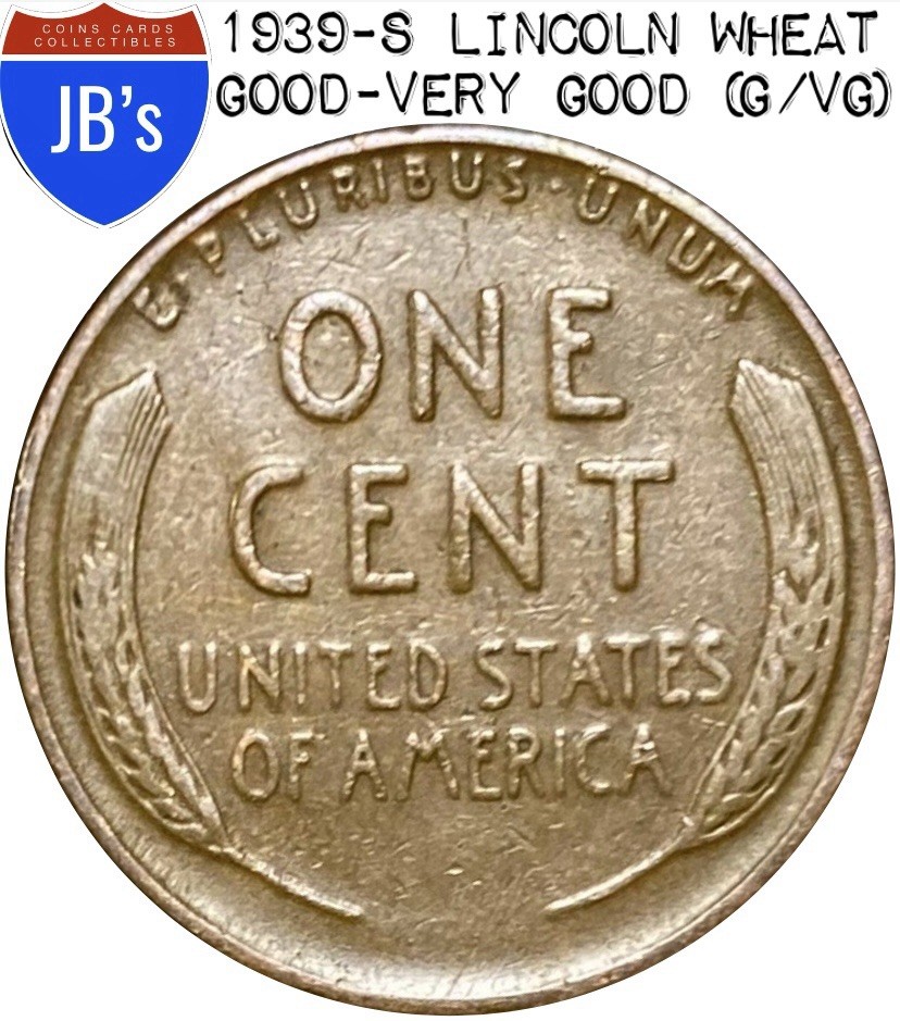 1939-S Lincoln Wheat Cent Penny 1c - Circulated Good/Very Good (G/VG ...