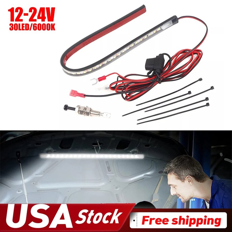 39CM UNIVERSAL UNDER HOOD LED PANEL LIGHT STRIP KIT AUTOMATIC ON/OFF ...
