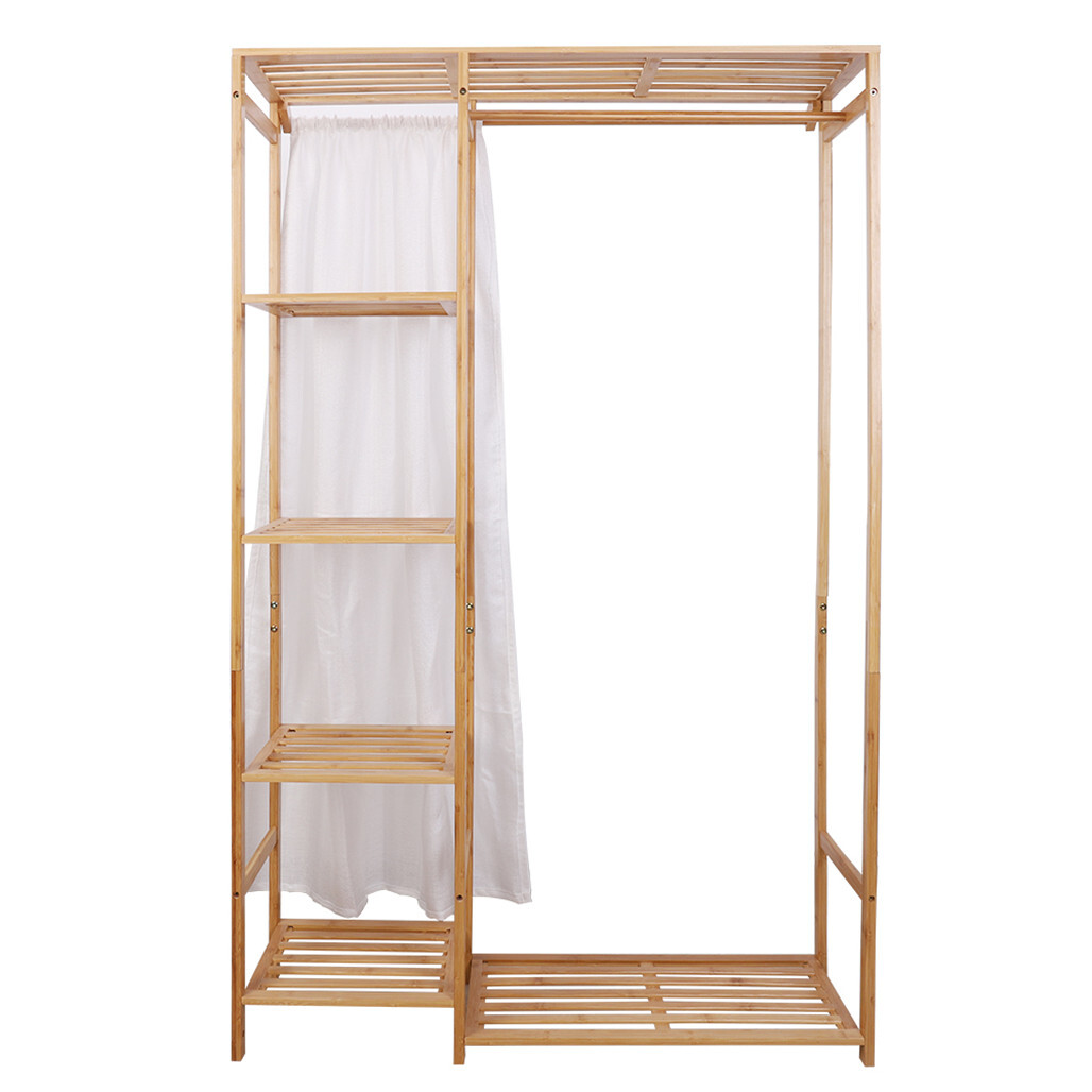 Heavy Bamboo Open Wardrobe Closet Garment Rack Clothing Hanging ...