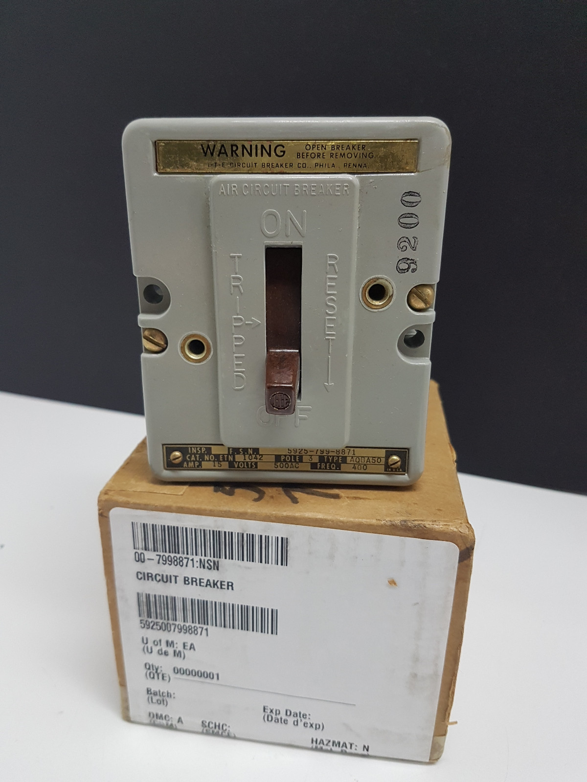 AQB-A50 15A 3P Circuit Breaker 5925-00-799-8871 | eBay