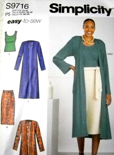 Knit Top Cardigan and Skirt size 12-20 Simplicity 9716 Sewing Pattern ...