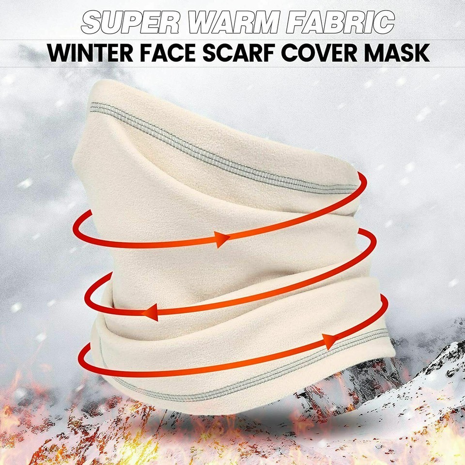 Polar Fleece Neck Warm Scarf Winter Windproof Neck Gaiter Cold Weather ...