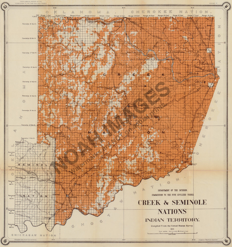 Map of Creek and Seminole Nation Territory 16x17 | eBay