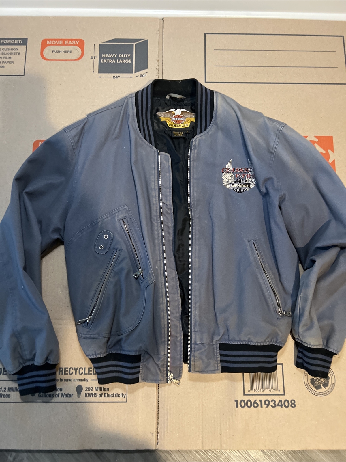 harley davidson jacket WFM lat 90 vintages biker jack… - Gem