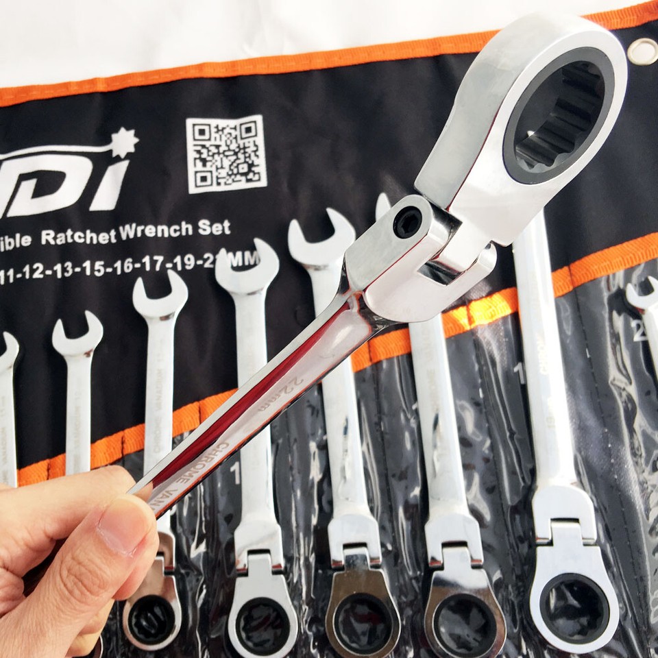 18 PCS NDI 2023 Flexi Head Ratchet Spanner Set 6MM-30MM Metric ND-0328 ...