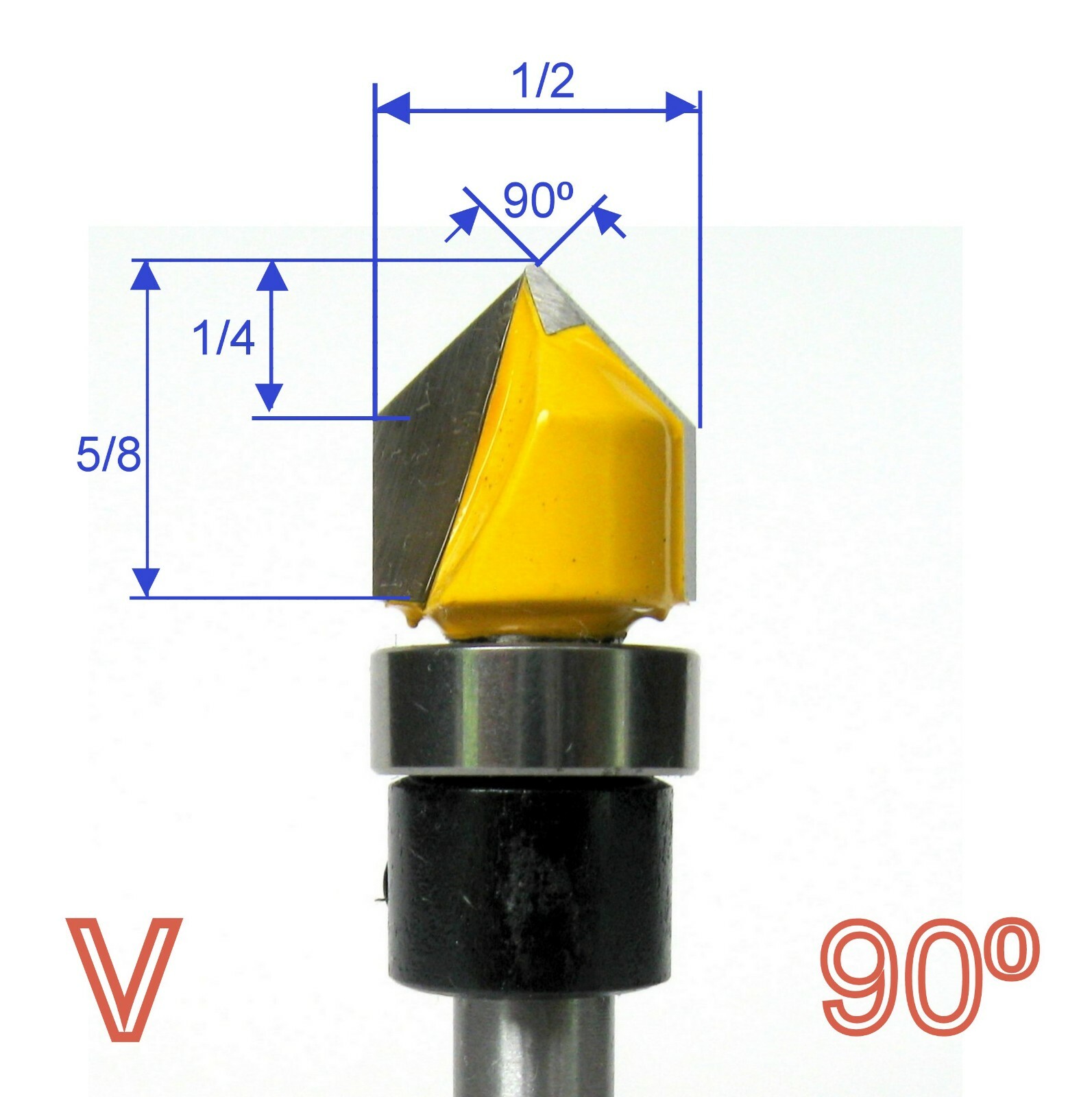 1 pc 1/4" SH 90° V-Grooving V-groove Top Bearing Router Bit S | eBay