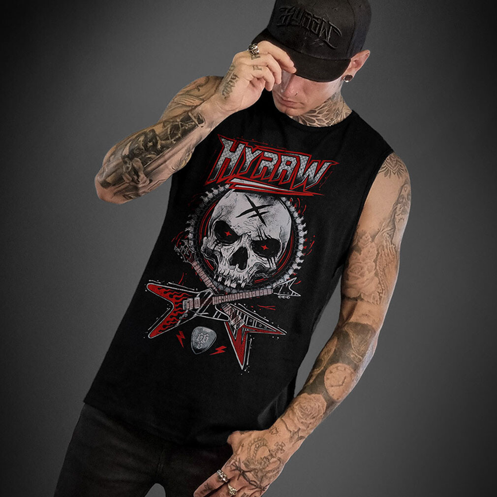 Hyraw Tank Top - Heavy Schädel E-Gitarre 666 Rock Metal Punk | eBay