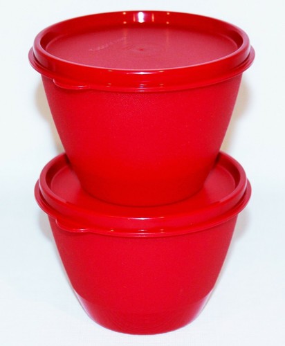 Tupperware Refrigerator Bowls Set of 2 Fridge 14 oz. Red Storage ...