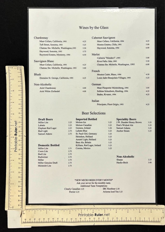 2000s Chuck Muer Restaurant Michigan Wine Selections Vintage Drinks ...