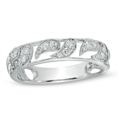 1/5 Cttw Open Work Weddg Band Ring Natural Diamond 14K White Gold ...