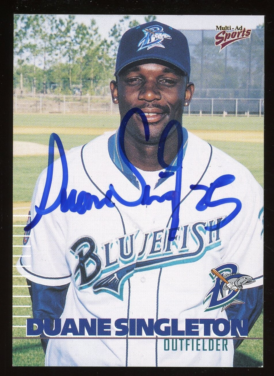 2000 Bridgeport Bluefish DUANE SINGLETON Signed Card autograph AUTO ...