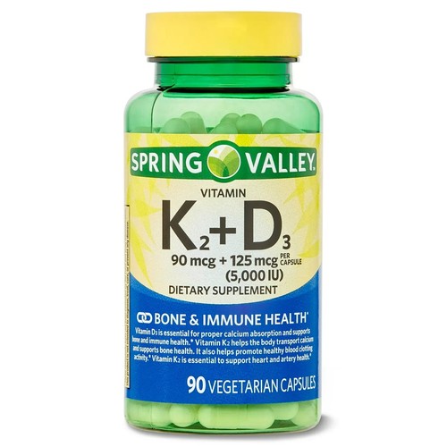 Spring Valley Vitamin K2 (90mcg) + D3 (125mcg) 90 Count Veg. 1 Pack ...