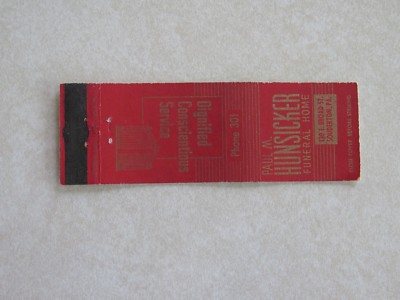 L267 vint Matchbook Cover PA Pennsylvania Paul Hunsicker Funeral Home ...