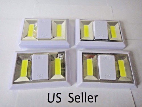 4pk COB LED Wall Lighted Switch Wireless Night Light Muli-use Battery ...