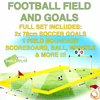 COMBINED SOCCER FIELD AND 2x GOAL SET with Ball Football Sport Toy Game ...