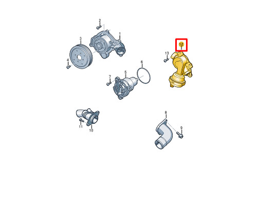 2016 Audi A4 B9 Engine Coolant Thermostat 06M121678H | Genuine OEM