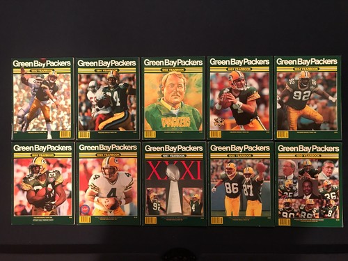 Green Bay Packer Yearbook 1990 1991 1992 1993 1994 1995 1996 1997 1998 ...