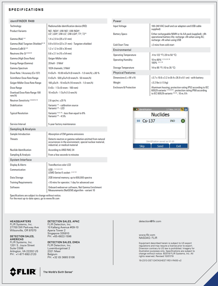 FLIR identiFINDER 2 (R400) Radiation Detector / Gamma Spectrometer | eBay