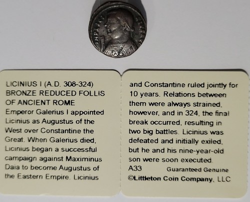 AD 308 Licinius I Bronze Reduced Follis Ancient Rome Littleton Guaranteed Authen | eBay