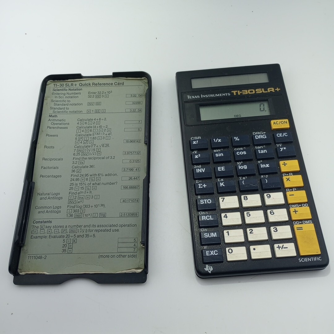 #AF) TEXAS INSTRUMENTS TI-30 SLR+ SCIENTIFIC SOLAR CALCULATOR W/COVER ...