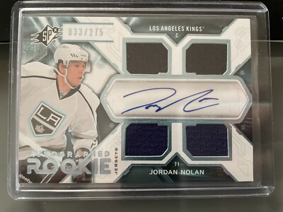 13-14 SPX Jordan Nolan RC Card Rookie 33/275 Signed Jersey Quad | eBay