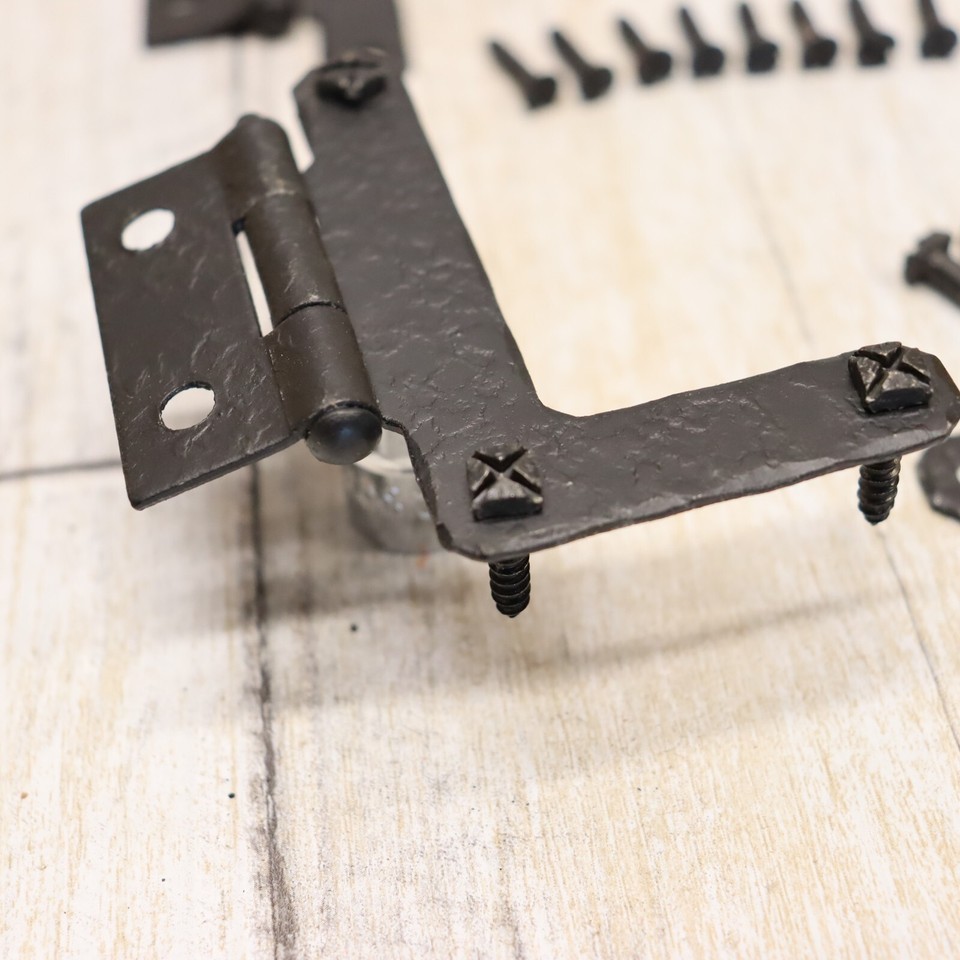 12 Pair- Vintage Mckinney Forged Iron Half Surface L-Hinges, Cabinet ...