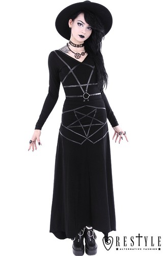Restyle Pentagram Witch Wicca Magic Punk Gothic Emo Adult Womens Maxi ...