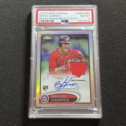 PSA 8 Bryce Harper 2020 Topps Chrome Retro Rookie Relic Patch Auto /25 ...