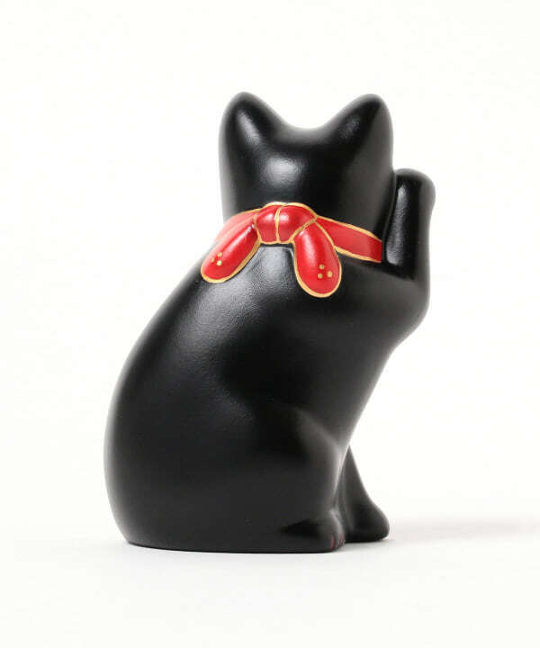Japanese Hand Painted Lucky Cat SETO Maneki Neko 12cm Black Sit ...