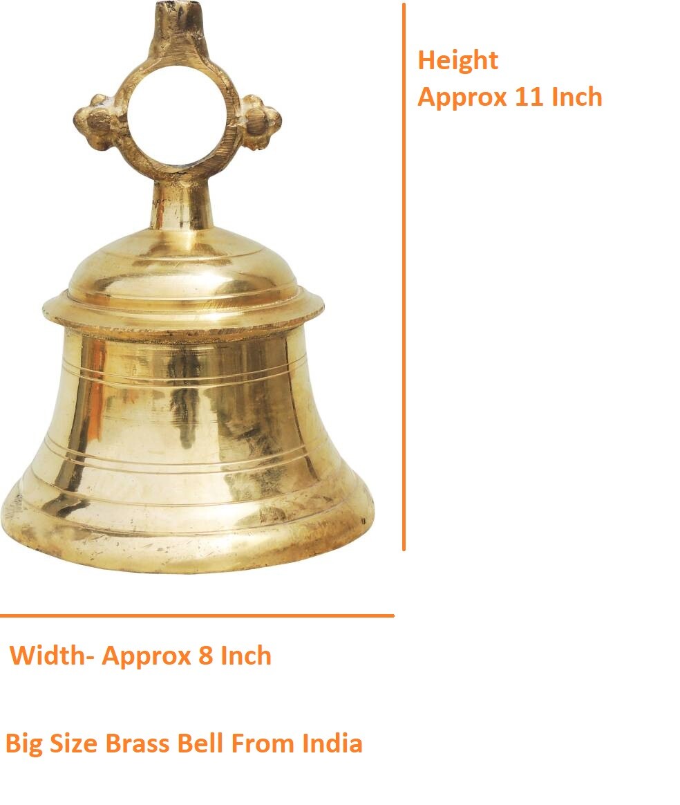 Big Size Brass God Temple Bell Mandir Ghanta For Pooja Free Expedited ...