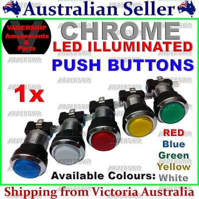 Chrome, LED, ILLUMINATED Push BUTTONS, Locknut & MicroSwitch - Arcade ...