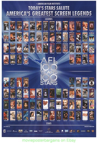 AFI 100 YEARS OF STARS MOVIE POSTER 27x40 American Film Institute - THE ...