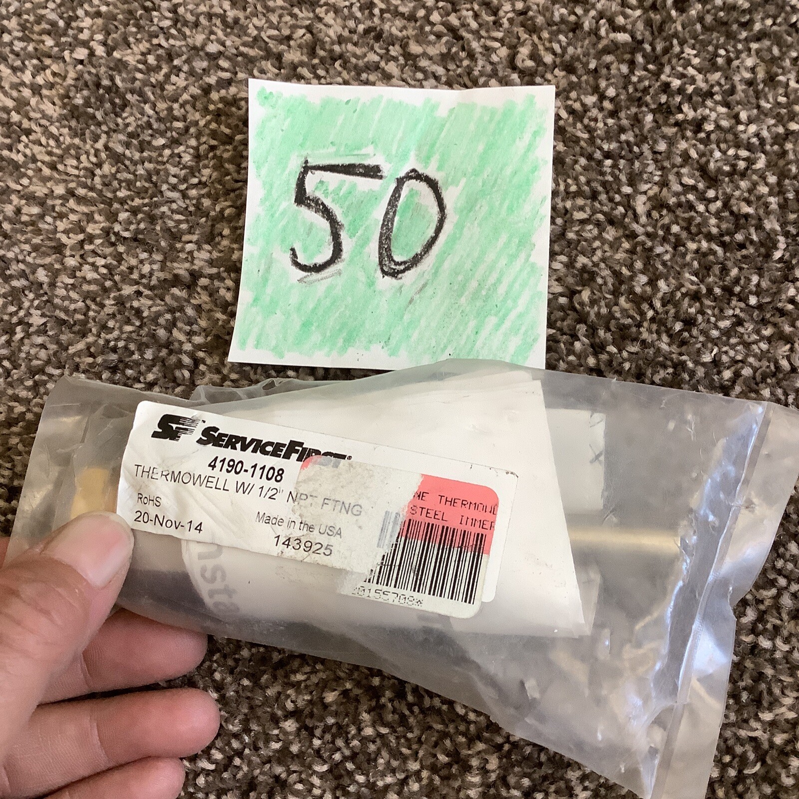 Trane / Service First 4190-1108 Thermowell w/ 1/2" NPT Fitting | eBay