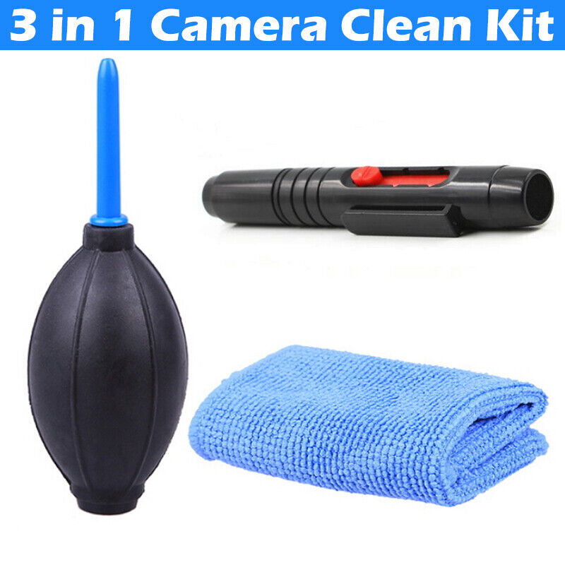 3 in 1 Lens Cleaning Cleaner Dust Pen Blower Cloth Kit For DSLR VCR ...