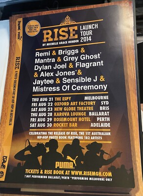 Rise Launch 2014 Tour Poster Remi, Briggs, Dylan Jones, Grey Ghost 42cm ...