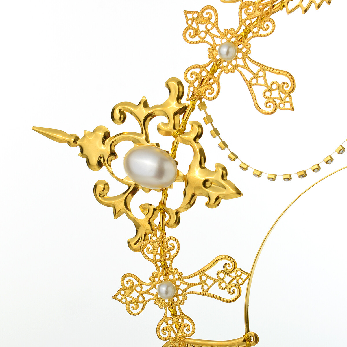 Baroque Lady Halo Crown with Cross Wing Golden Goddess Halo Headpiece ...