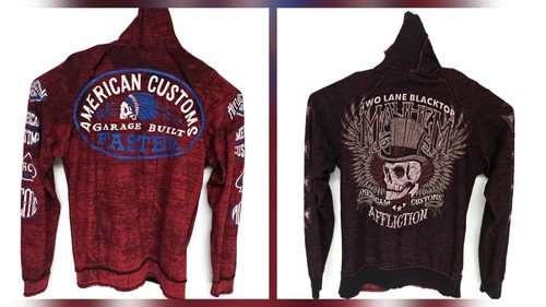 Affliction Mens American Customs Reversible Distressed Full Zip Hoodie ...