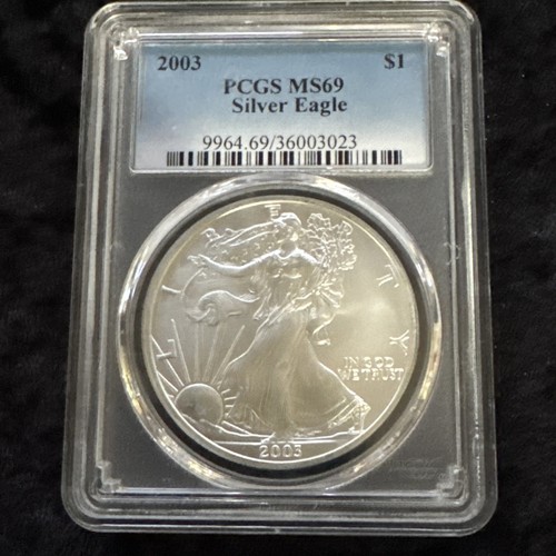 2003 SILVER AMERICAN EAGLE PCGS MS-69 .999 SILVER 1 OUNCE COIN | eBay